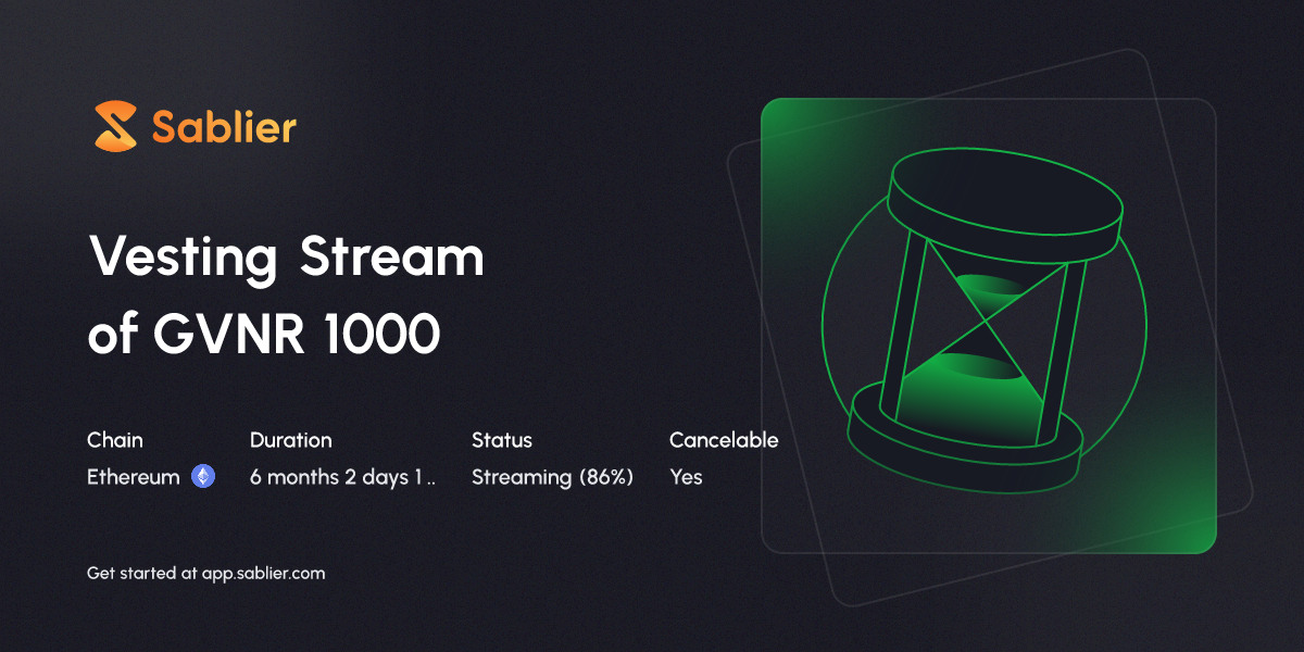 Vesting Stream #LK-1-6359 | Sablier